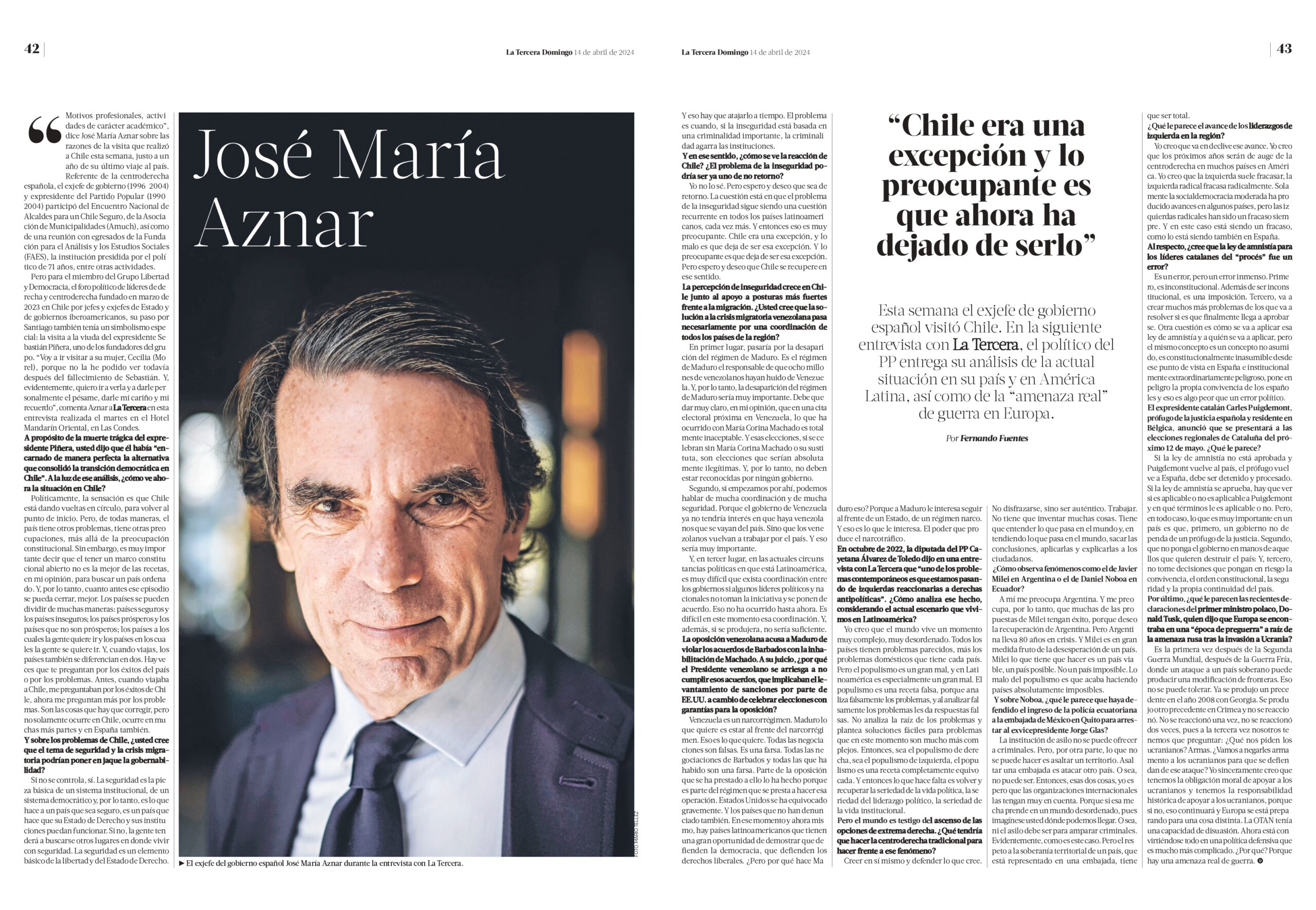 Entrevista en ‘La Tercera’ | “Chile era una excepción y lo preocupante ...
